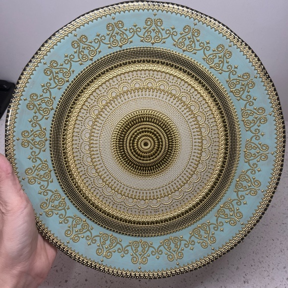 Kitchen | Turkish Glass 13 Charger Plates Hand Painted Oriental Pattern ...